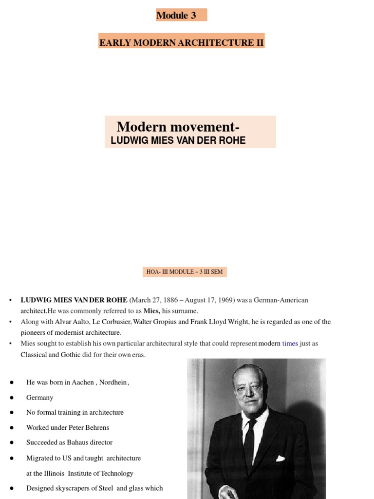 HOA-III - Module 3 - Mies Van Der Rohe | PDF | Minimalism | Design