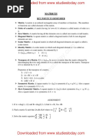 CBSE Class 12 Mathematics Matrices & Determinants Worksheet (3) - 0 | PDF | Determinant | Matrix ...