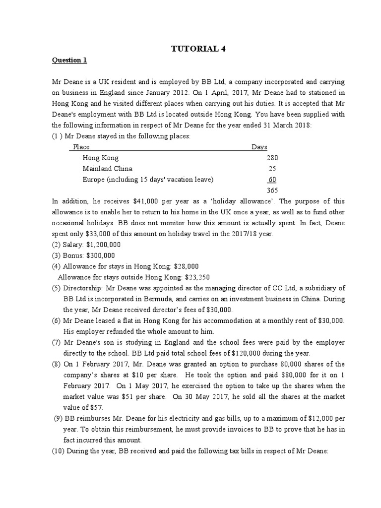 2021 Unit 4 Tutorial Questions | PDF | Taxes | Salary