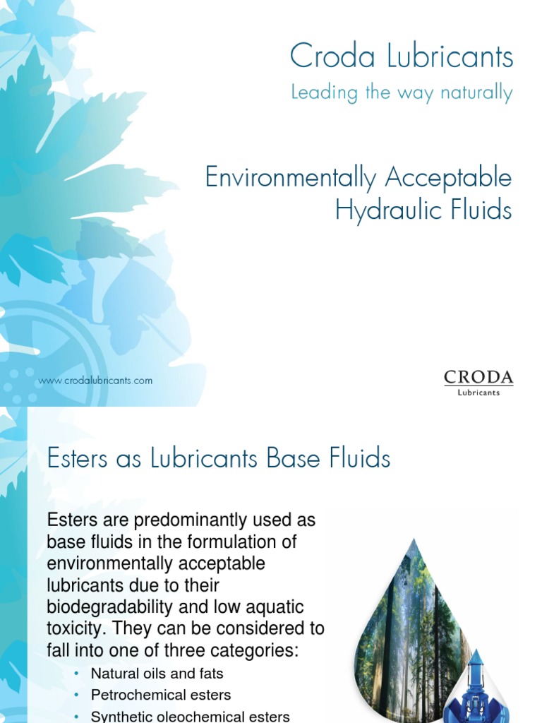 Environmentally Acceptable Hydraulic Fluids | PDF | Lubricant | Oil