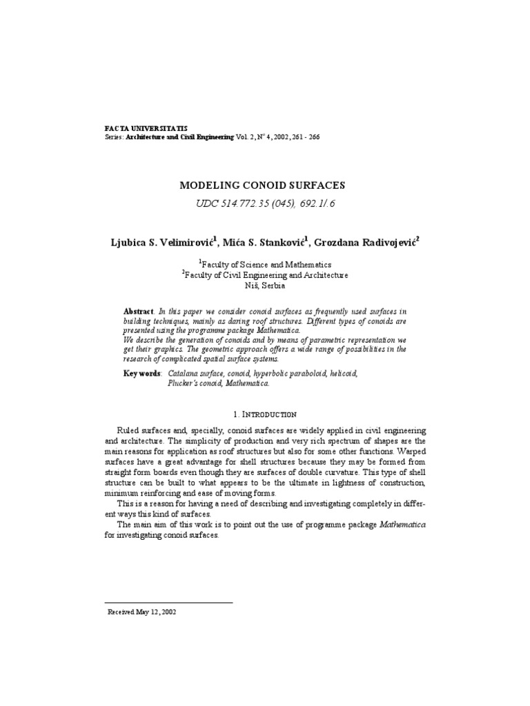Conoidal Shell | PDF | Line (Geometry) | Plane (Geometry)