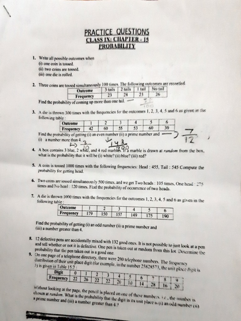 Probability Worksheet | PDF