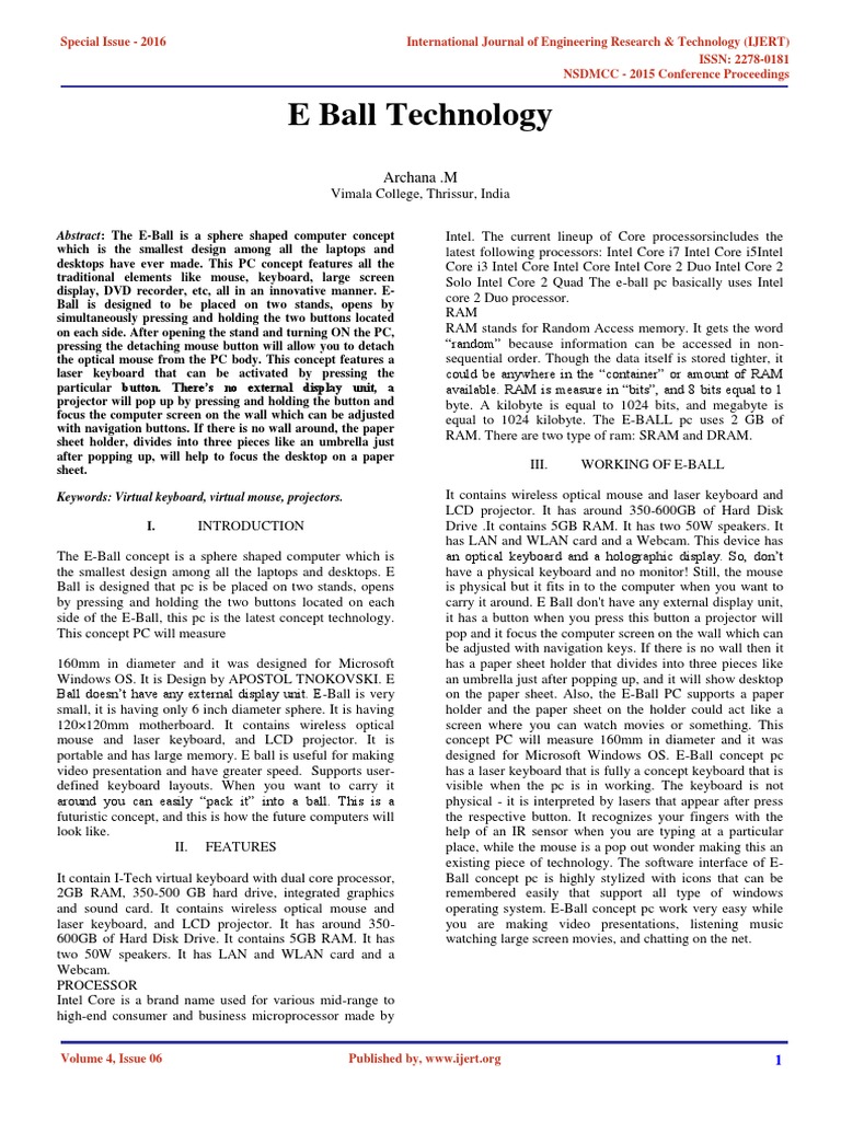 E Ball Technology: Archana .M | PDF | Computer Keyboard | Personal ...