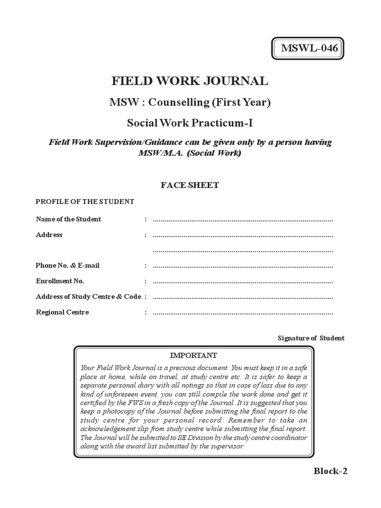 MSWL-46 Social Work Practicum-I | PDF | Social Work | Learning