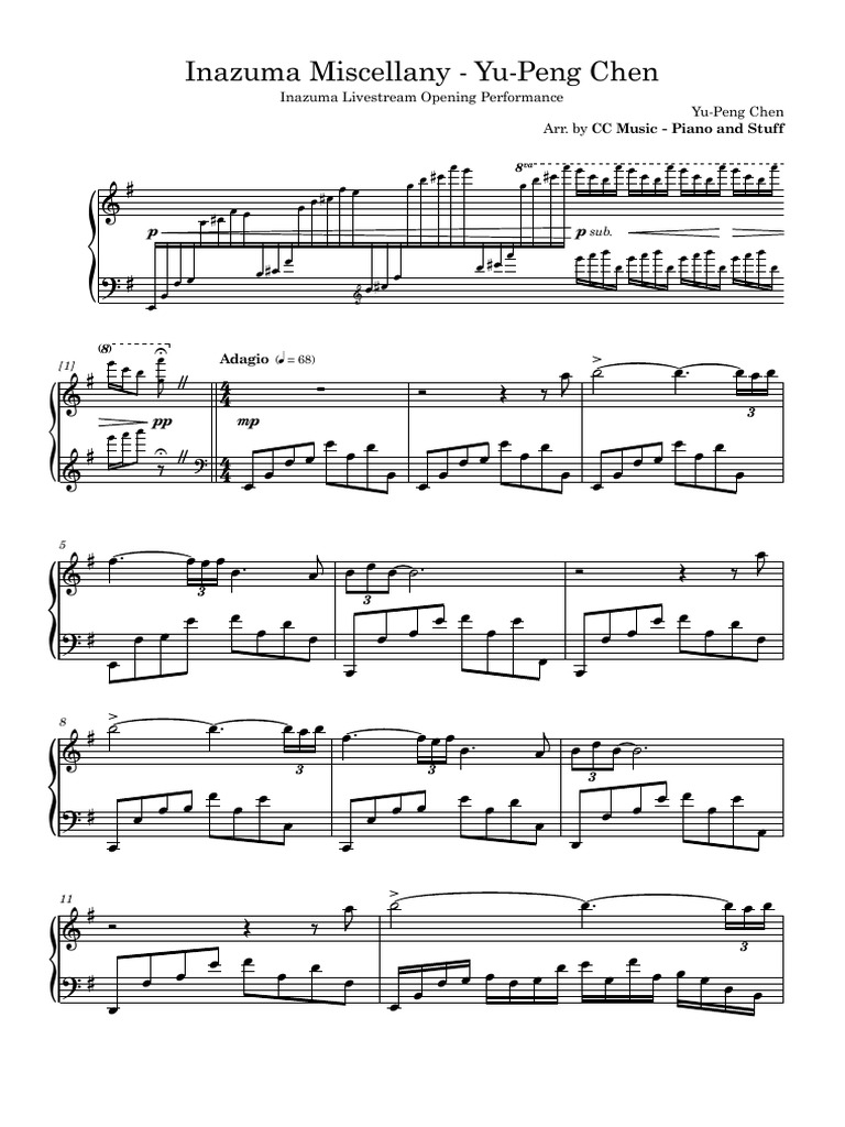 Inazuma Miscellany - Yu-Peng Chen (Genshin Impact OST) - CC Music Piano ...
