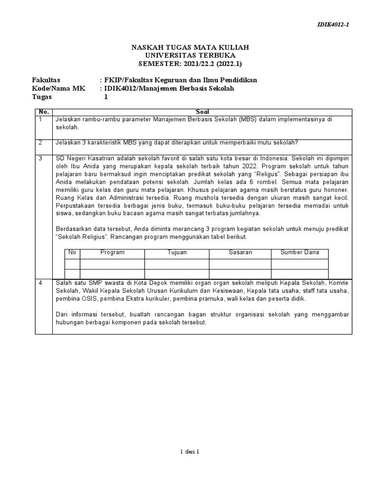 Soal Idik4012 tmk1 1 | PDF