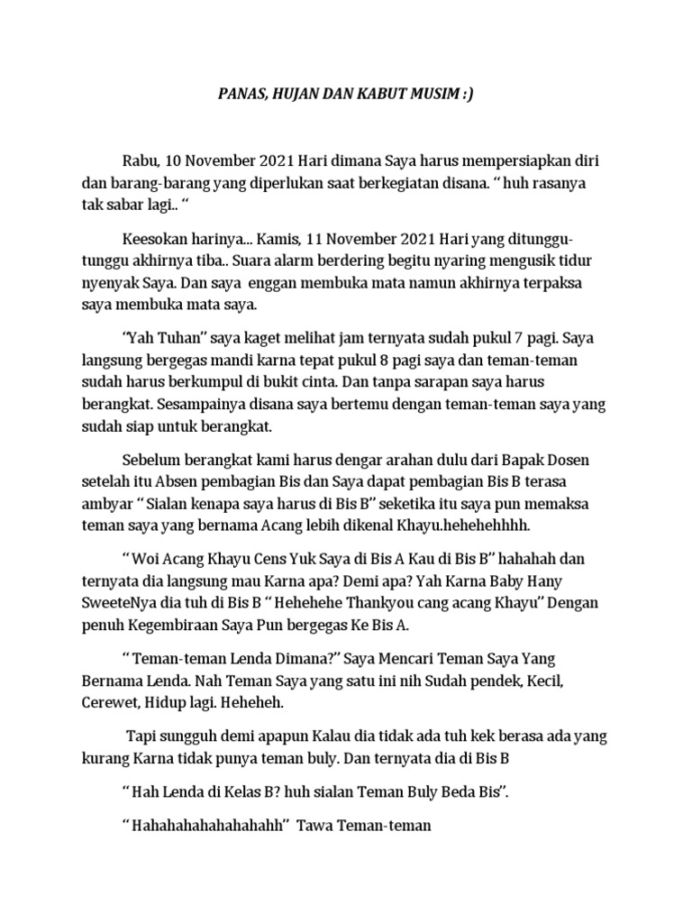 Cerpen Panas, Hujan Dan Kabut Musim | PDF