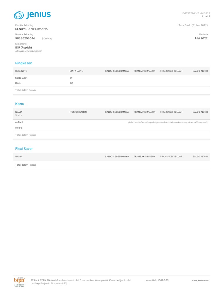 Jenius Estatement MAY 2022 | PDF