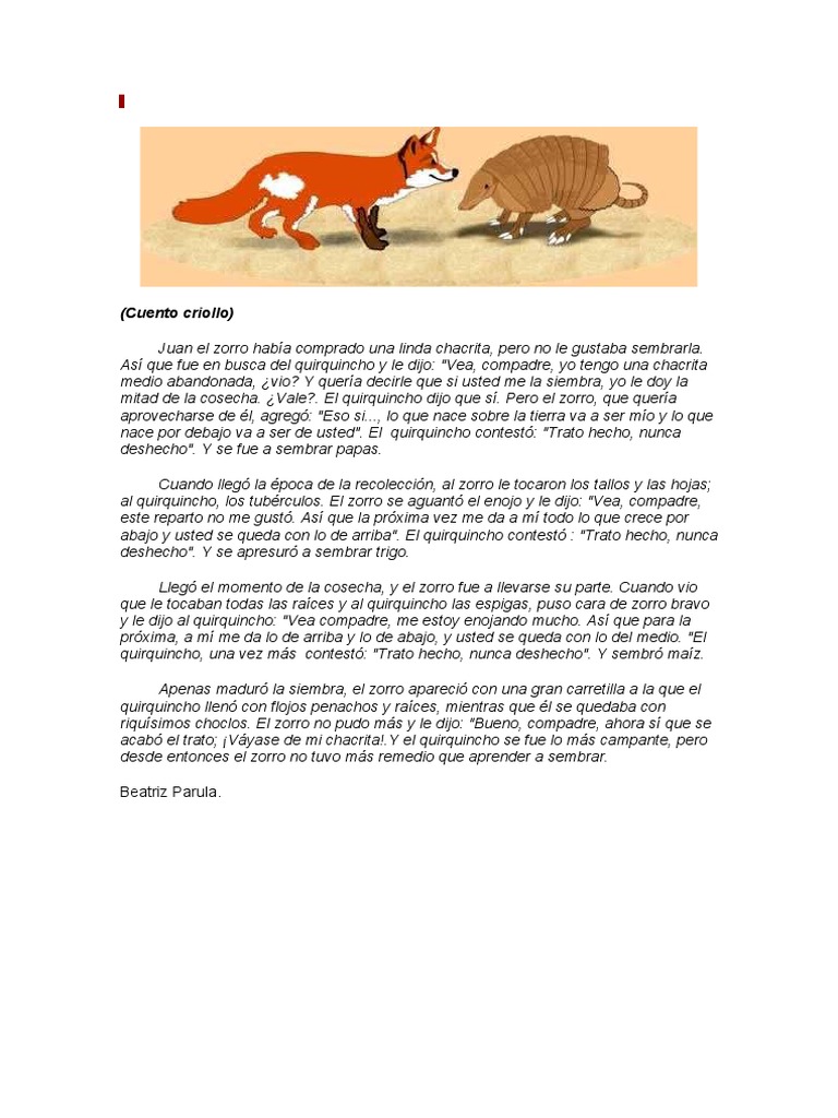 El Zorro y El Quirquincho | PDF