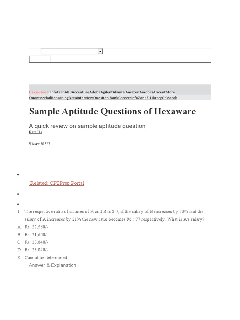 Sample Aptitude Questions of Hexaware | PDF | Crimes | Crime & Violence