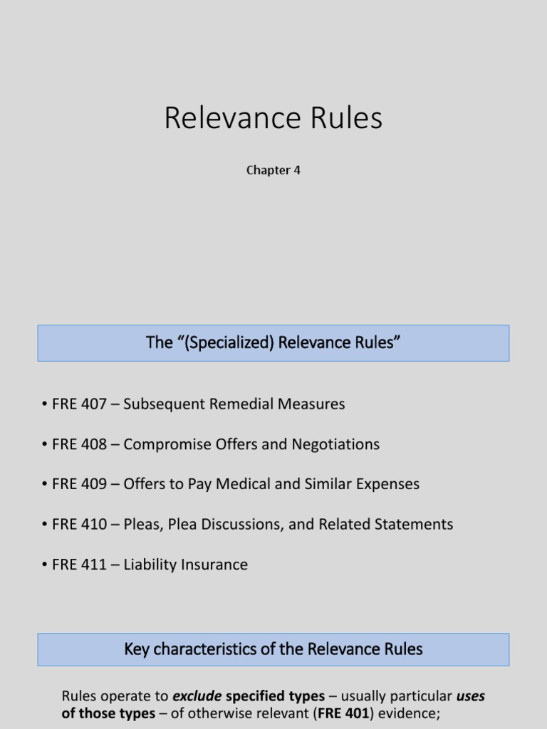Understanding Specialized Relevance Rules | PDF | Plea | Federal Rules ...