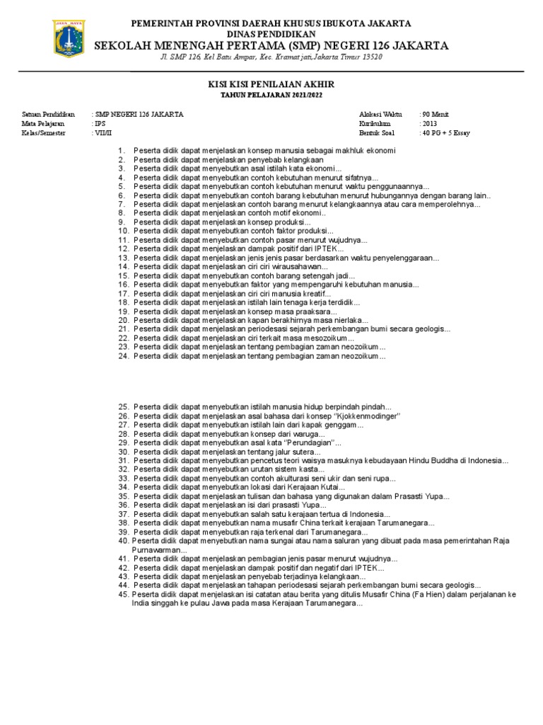 Kisi Kisi Pat Ips 7 | PDF