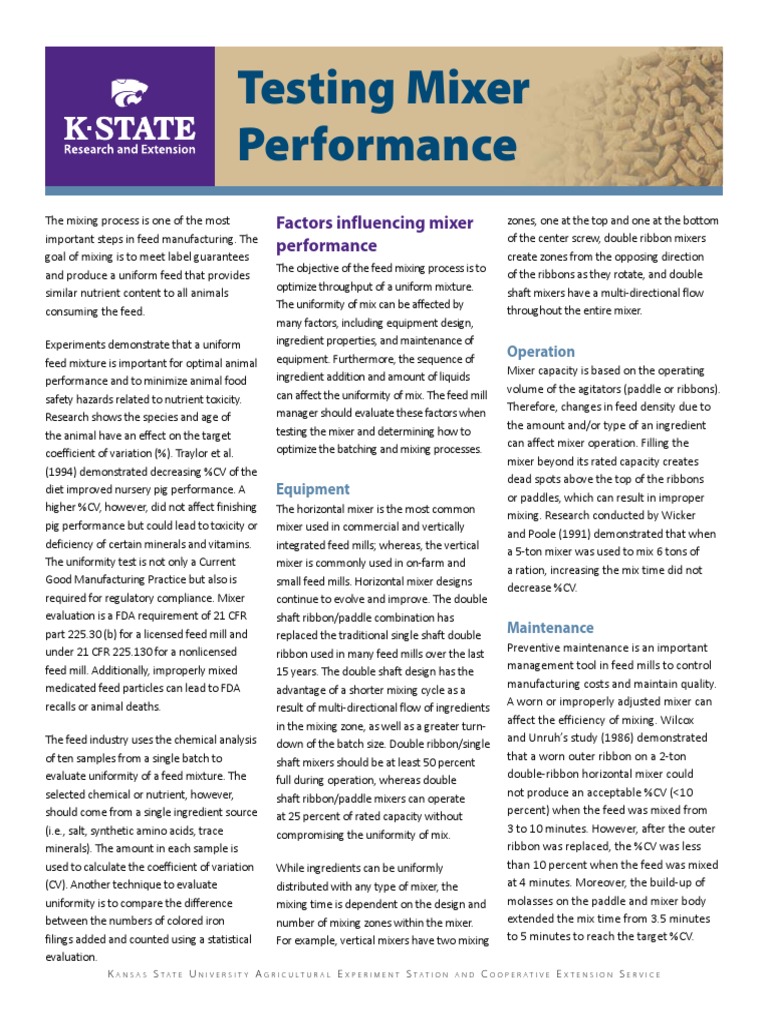 Testing Mixer Performance | PDF | Coefficient Of Variation | Chemistry
