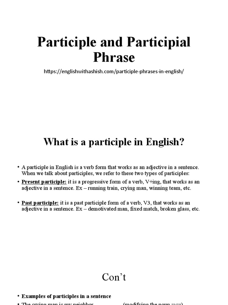 Participle and Participial Phrase | PDF | Verb | Adjective