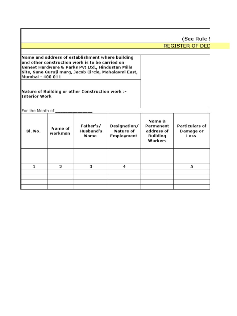 Form Xiii (Register of Deductions For Damages or Loss) | PDF
