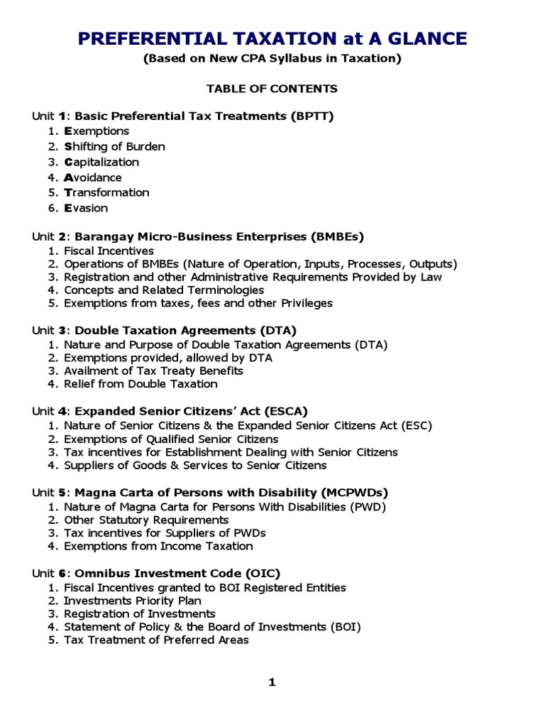 Module 3.2 - Preferential Taxation Keyworded Lecture Notes | PDF ...