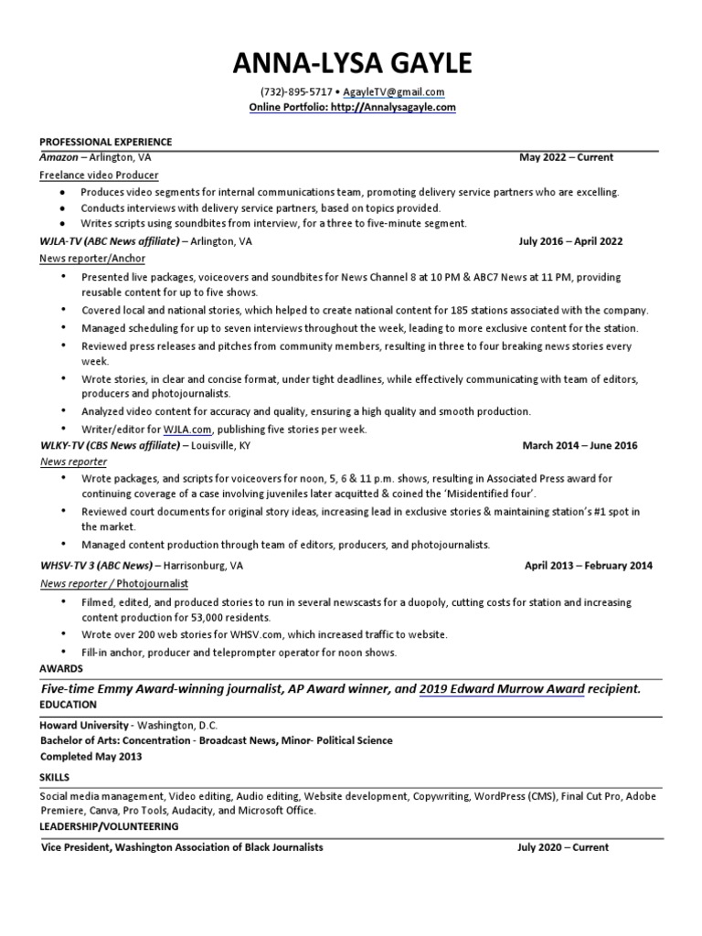 Anna-Lysa Gayle's Resume | PDF