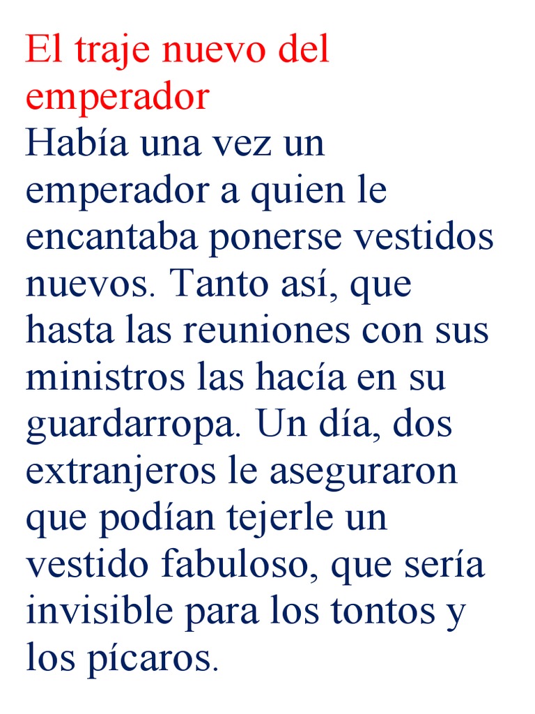 El Traje Nuevo Del Emperador | PDF