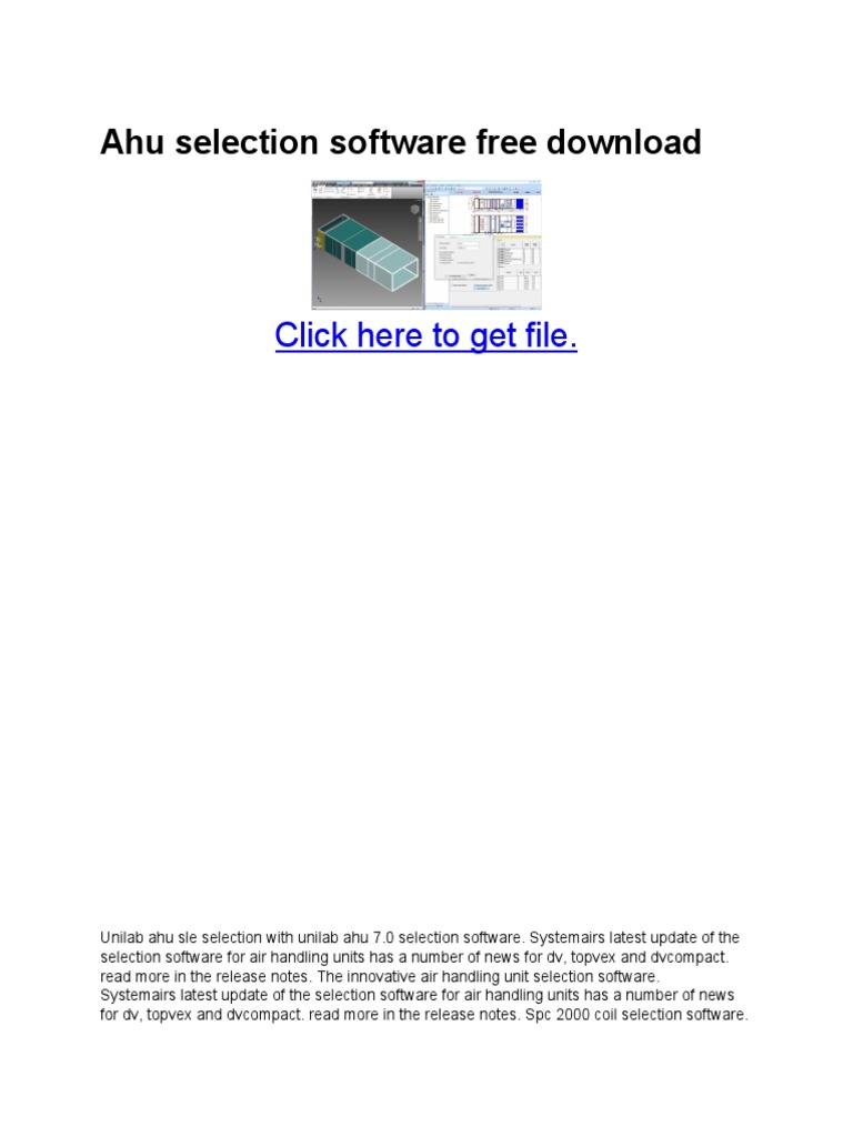Ahu Selection Software | PDF | Electromechanical Engineering | Computer ...