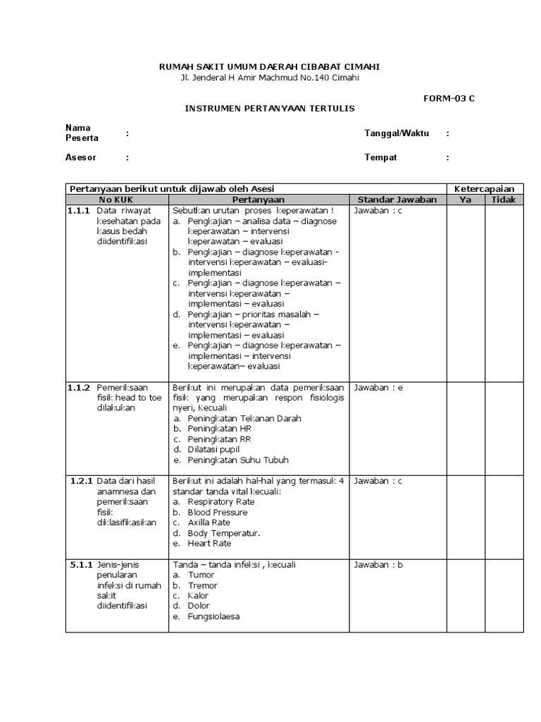 FORM - 03 C Instrumen PK 1 | PDF