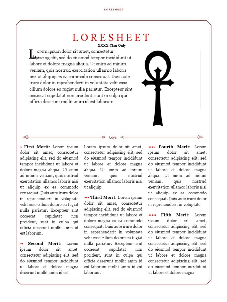 Loresheet Template Google | PDF