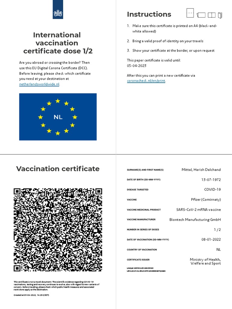 Booster Certificate | PDF | Vaccination | Biological Globalization