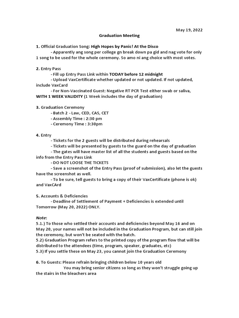 Graduation Meeting 051922 | PDF