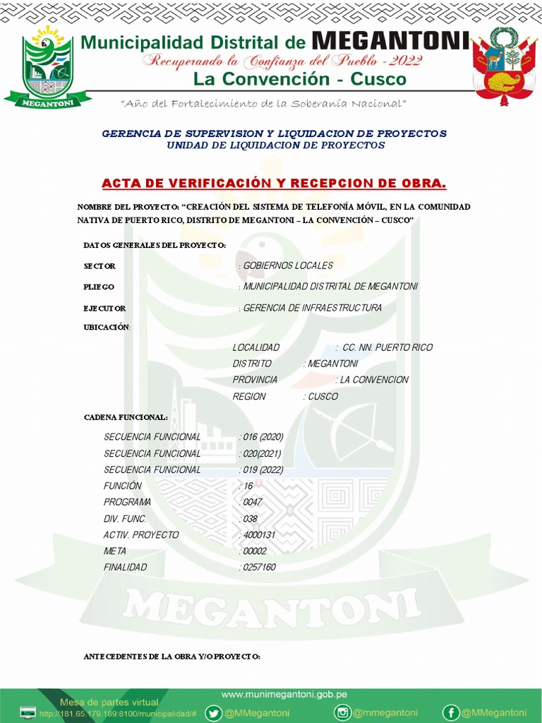 Acta de Recepción y Entrega Puerto Rico | PDF | Presupuesto ...