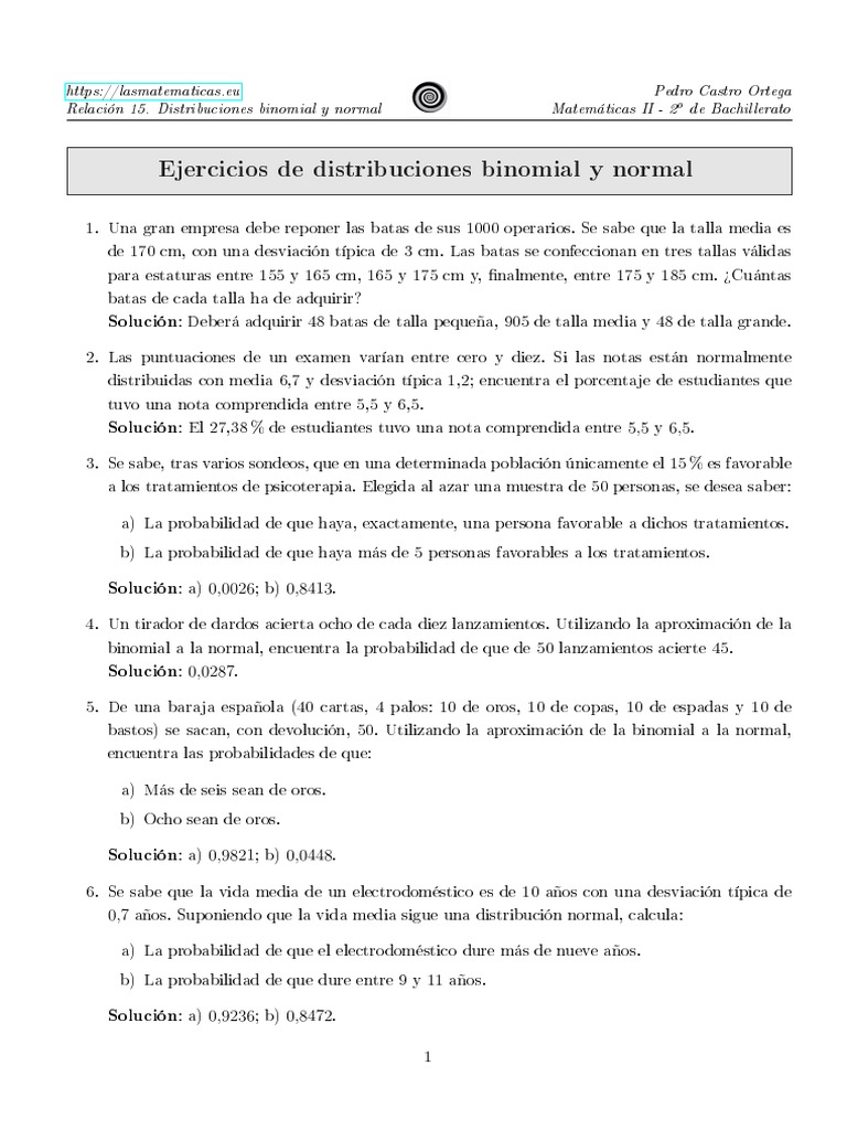 Ejercicios-Binomial Normal | PDF | Probabilidad | Desviación Estándar