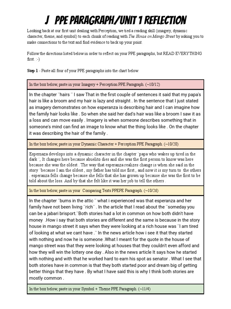 Giovani Gonzalez-Pajaro - Ppe Paragraph Unit 1 Reflection | PDF ...