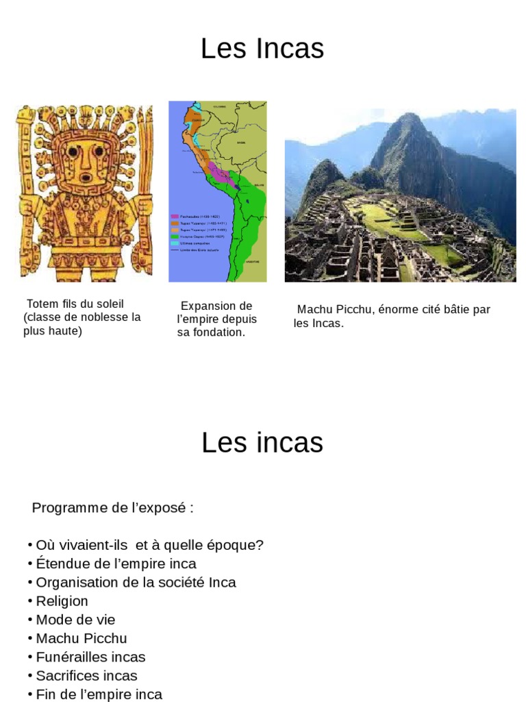 Les Incas Présentation Diaporama | PDF | Empire Inca | Francisco Pizarro