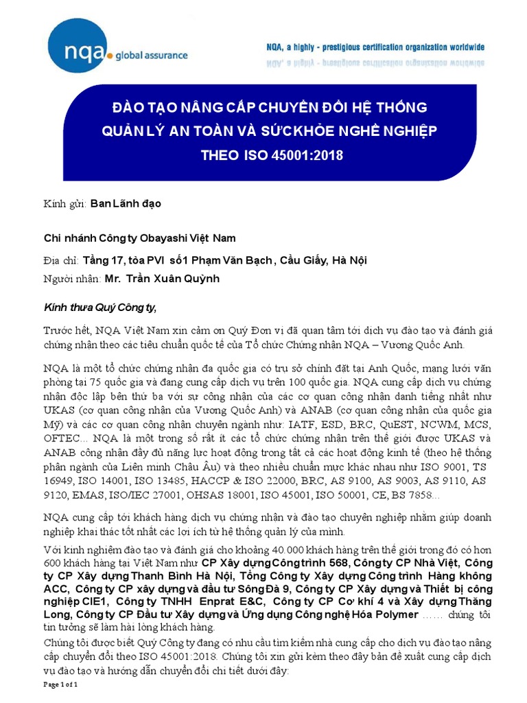 Nqa - Training Iso 45001 | PDF