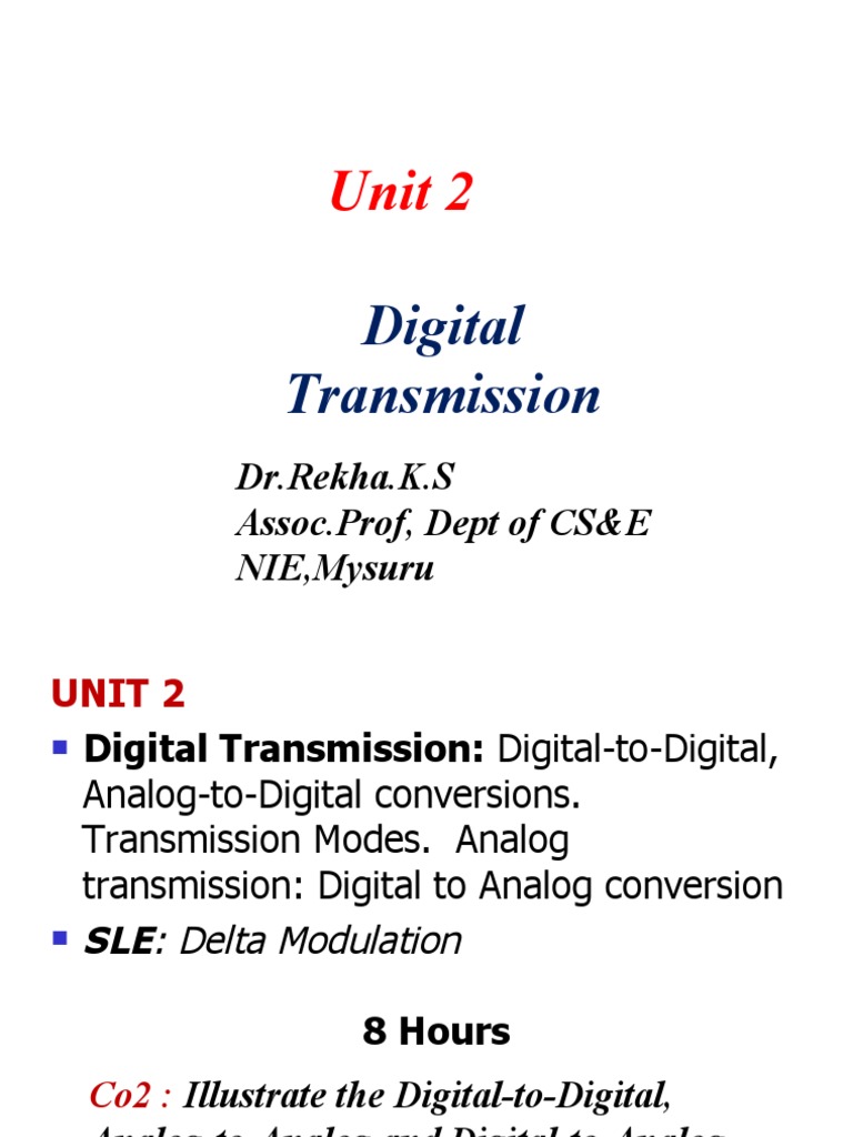 Unit 2: Digital Transmission | PDF | Modulation | Sampling (Signal ...