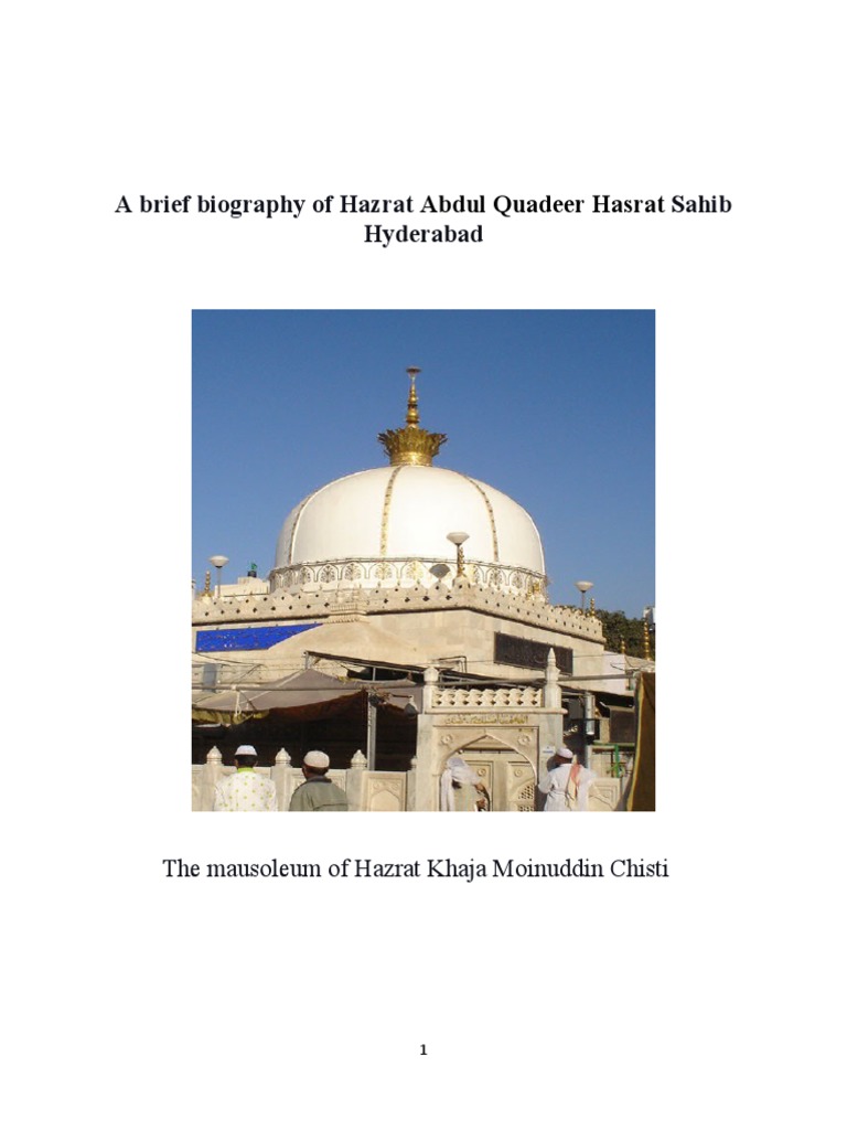 A Brief Biography of Hazrat Abdul Quadeer Hasrat Sahib Hyderabad | PDF ...