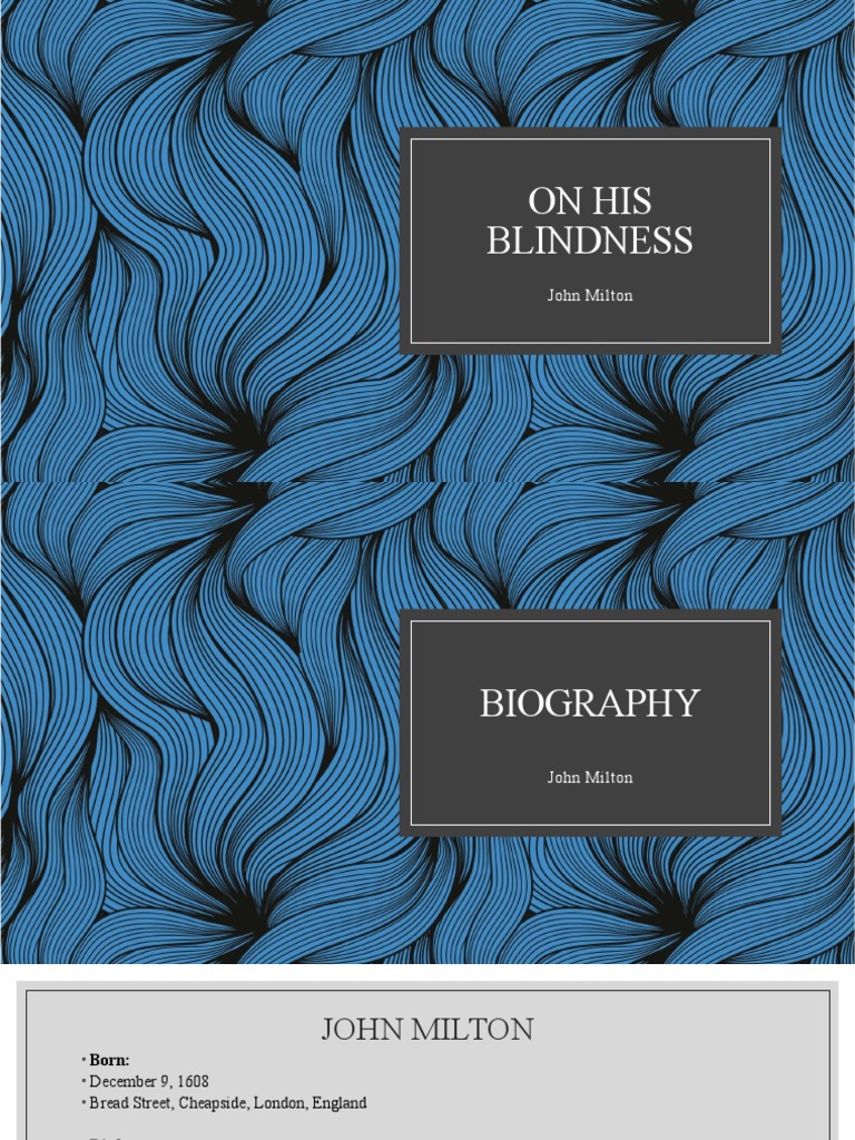 On His Blindness | PDF | John Milton | Sonnets