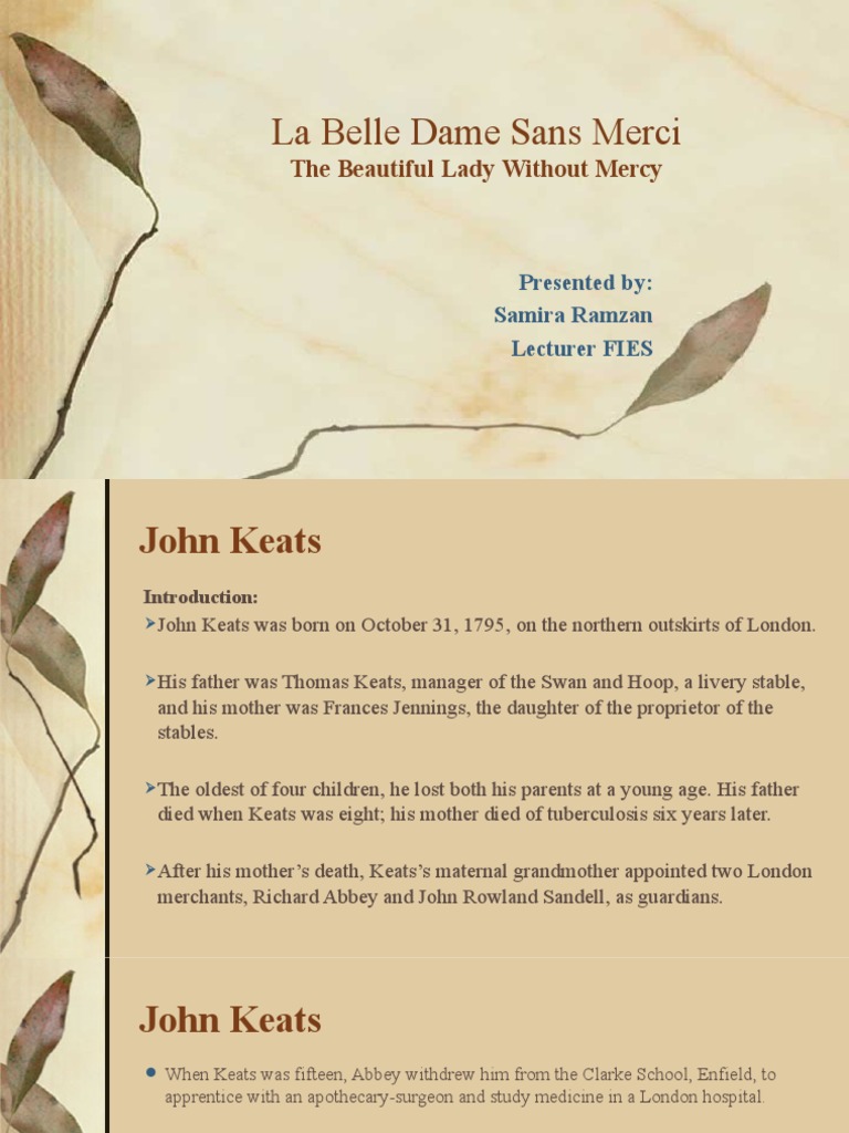 La Belle Dame Sans Merci | PDF | John Keats | Poetry