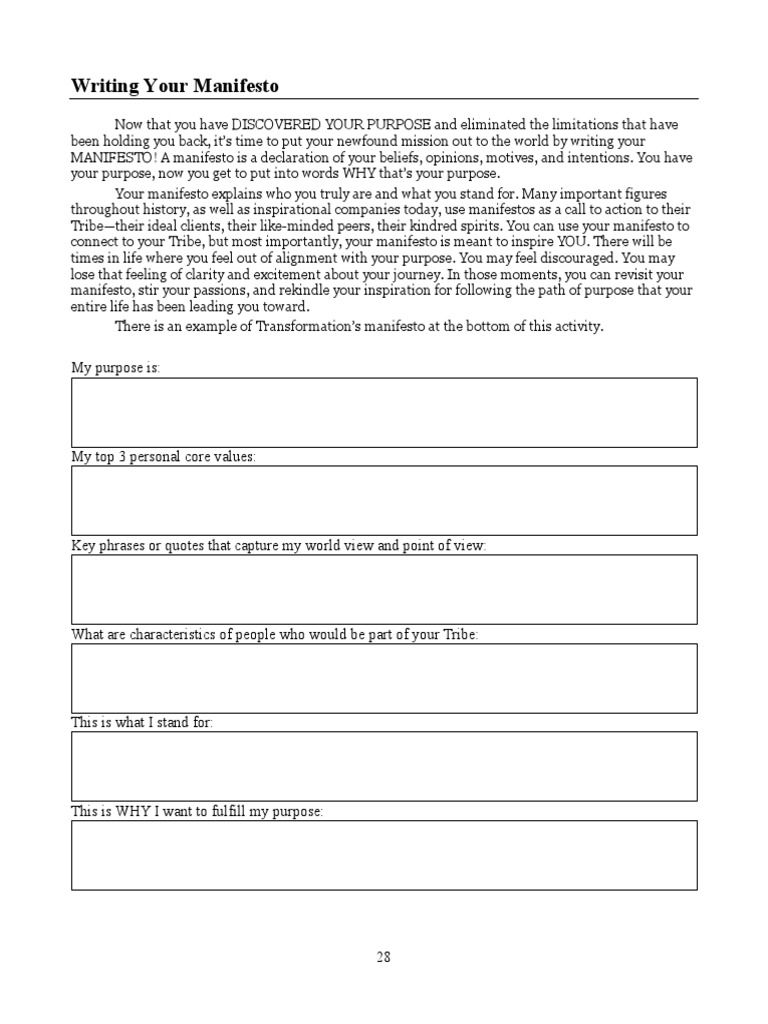 Writing Your Manifesto | PDF