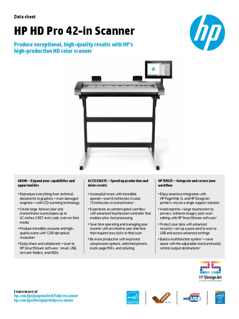 Data Sheet HP HD Pro 42-In Scanner | PDF | Image Scanner | Computing