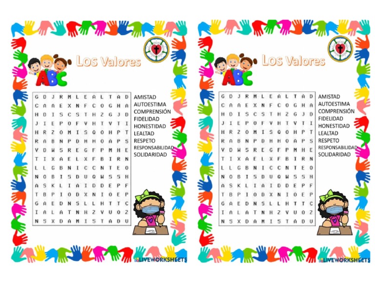 Sopa de Letras Valores | PDF