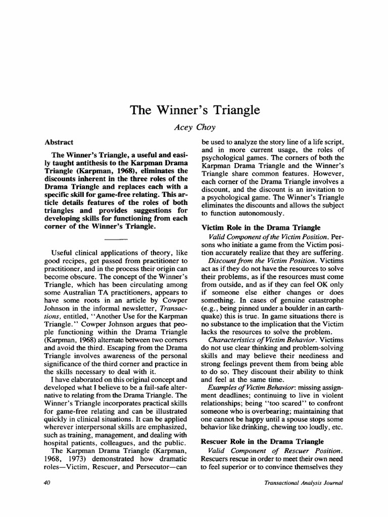 The Winner's Triangle: Acey Choy | PDF | Thought | Behavioural Sciences