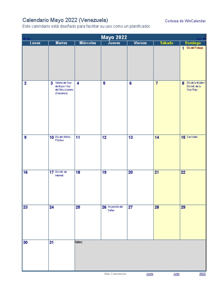 Calendario Mayo 2022 | PDF