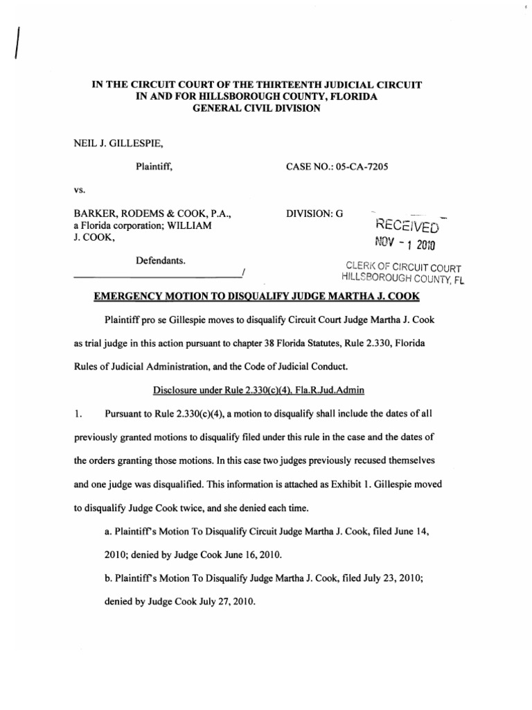 Emergency Motion to Disqualify Judge | PDF | Americans With ...