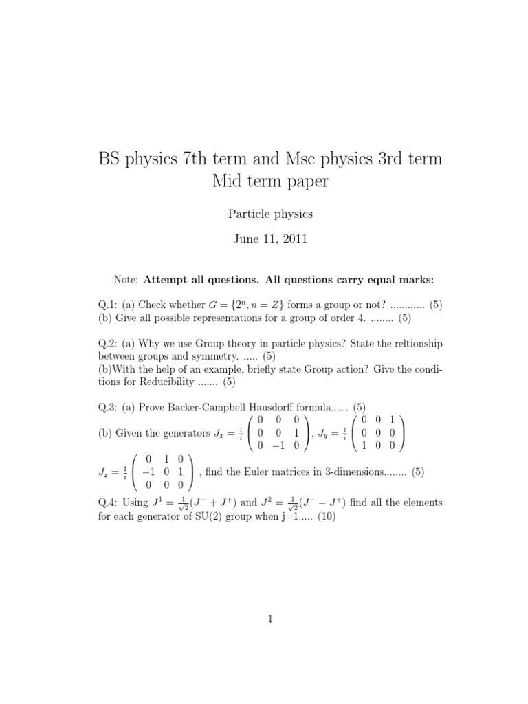Particle Physics Midterm Exam Guide | PDF | Teaching Methods & Materials | Computers
