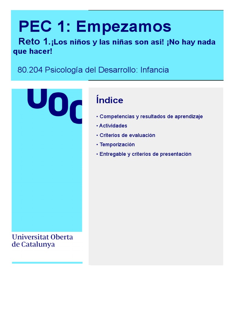 Enunciado-PEC1 UOC | PDF | Sicología | Evaluación