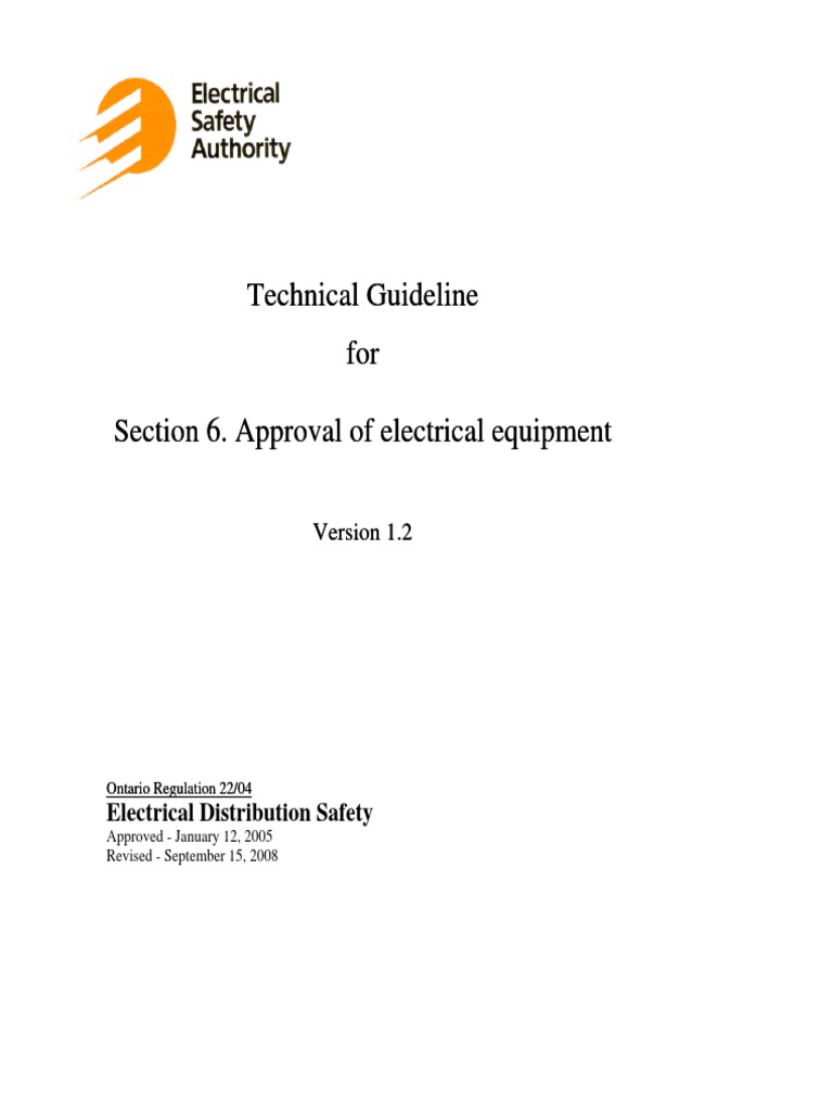 ESA Guideline - Approval - of - Equipment - v1.2 | PDF | Electric Power ...