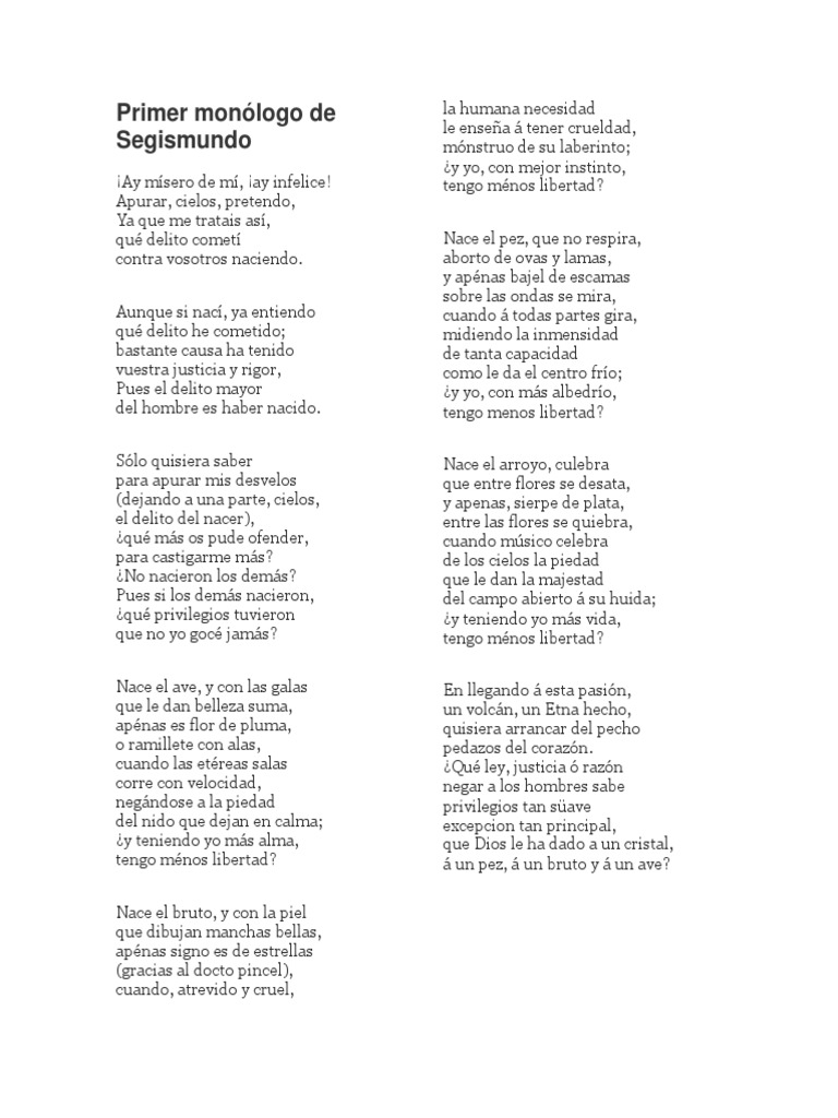 Primer y Segundo Monólogo de Segismundo | PDF