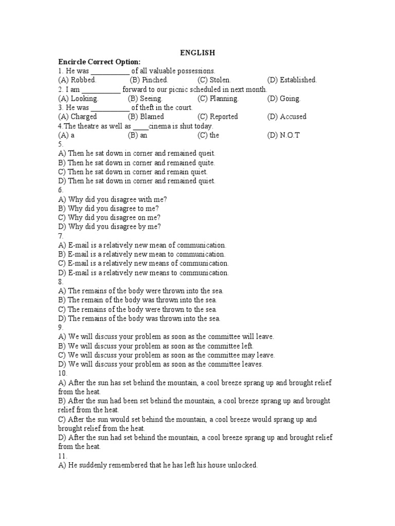 Combine Test XI Pre-Eng | PDF