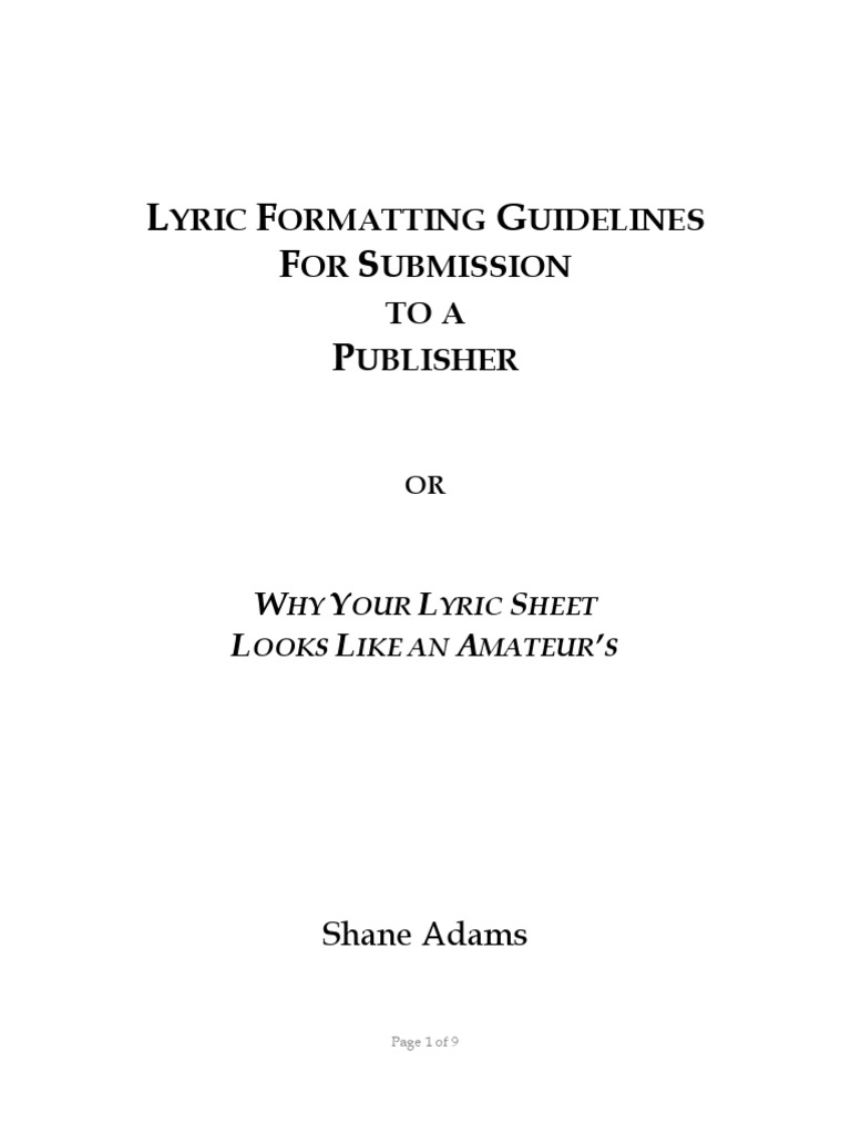 Lyrics Formatting Guidelines | PDF | Song Structure | Text