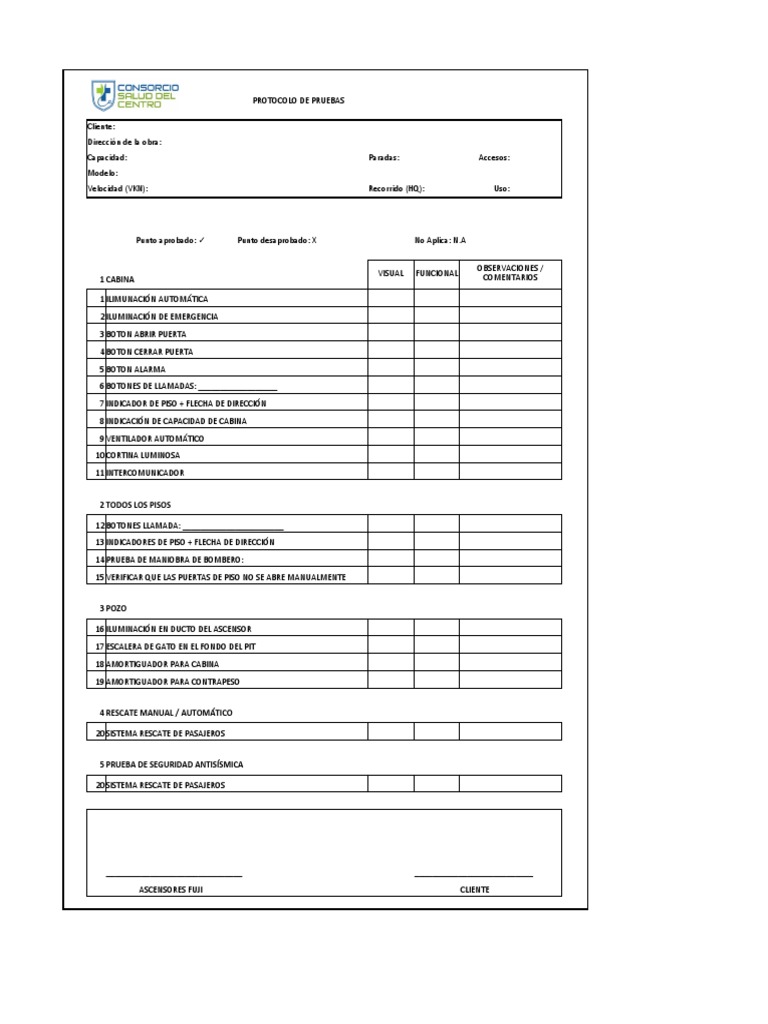 Protocolos Ascensor | PDF | Ascensor | Transporte