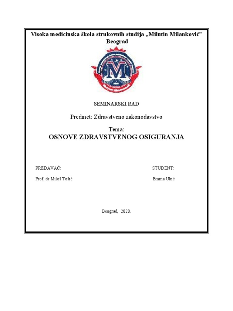 Osnovi Zdravstvenog Osiguranja | PDF